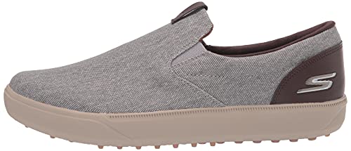 Skechers Men's Drive 4 Course Relaxed Fit Canvas Slip on Golf Shoe, Brown, 10.5