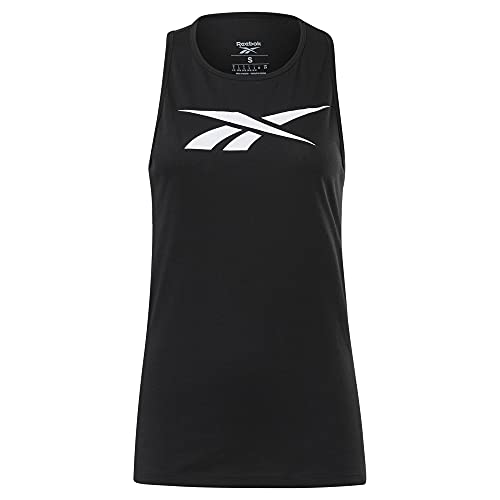 Reebok Women's Training Essentials Graphic Racerback Tank Top, Black/White, XX-Small