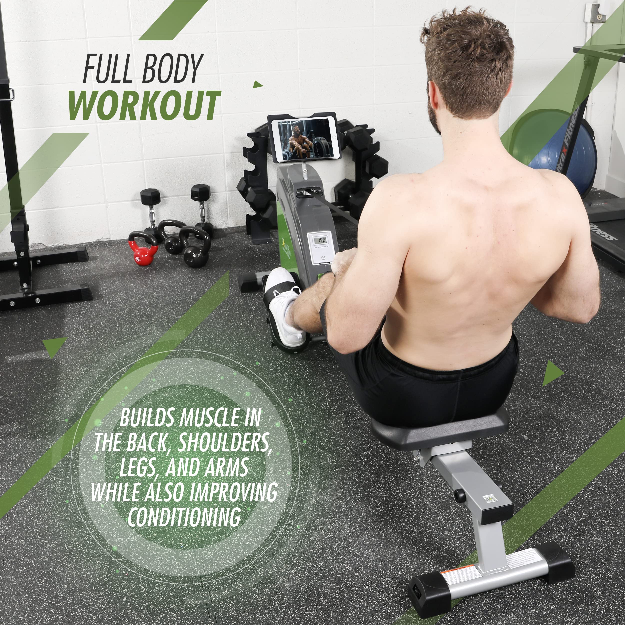 ShareVgo Smart Rower Folding Magnetic Rowing Machine with Free APP for Indoor Full Body Workout Log and Performance Track, Bluetooth LCD Monitor & Tablet Holder, Max Weight 300 lbs Ergometer - SRM1000