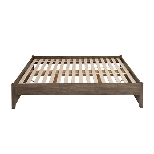 Prepac Select Queen 4-Post Raised Platform Bed with Under Bed Storage Space, Modern Queen Storage Bed 83" D x 63" W x 16" H, Drifted Gray, DBSQ-1302-2K