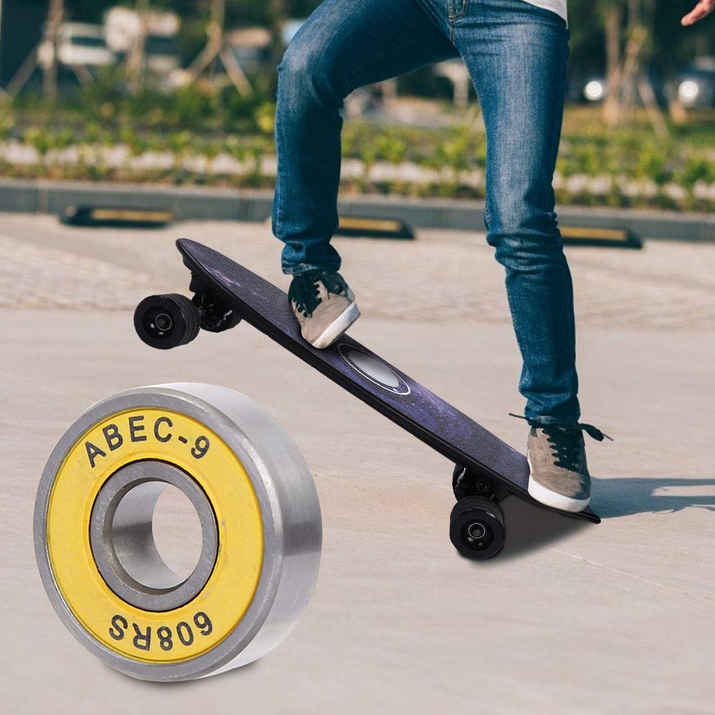 Skate Roller Bearing 8 Pcs Longboard Roller Skate Bearings 608 Ball Bearings for Skateboards Roller Blade Inline Skating Scooter (Yellow)