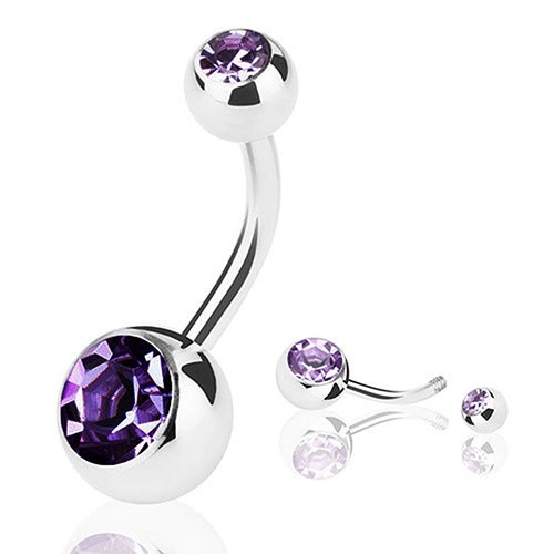 SoundsBeauty 15 Pieces Women Belly Bars Navel Buttons Rings Colored Rhinestone Inlay Body Piercing Barbells Random Color