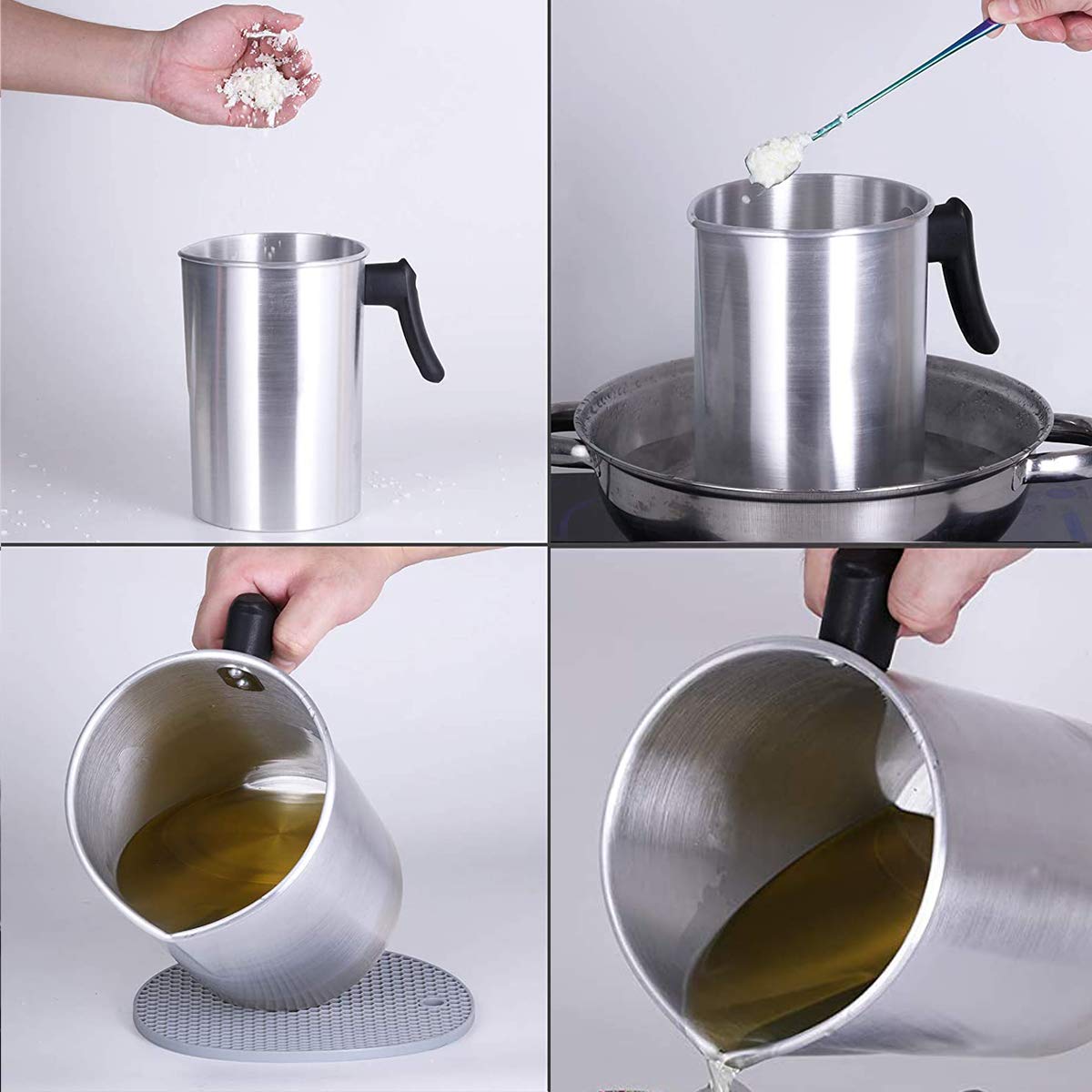 TOKSEO Candle Making Pouring Pot, 4 Pounds DIY Candle Making Kits, Candle Making Pitcher, Aluminum Construction Wax Melting Pot with Dripless Heat-Resisting Handle& Pouring Spout