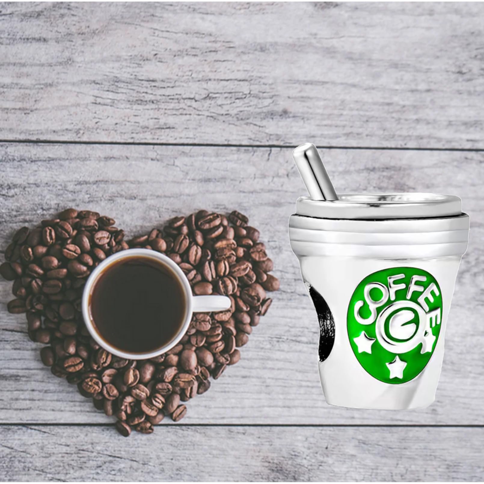 TGLS Coffee Cup Charm for Coffee Lover Bead Compatible With Pandora Bracelets