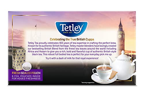 Tetley British Blend Premium Black Tea, 320 Tea Bags, Rainforest Alliance Certified, 320 Count (Pack of 1)