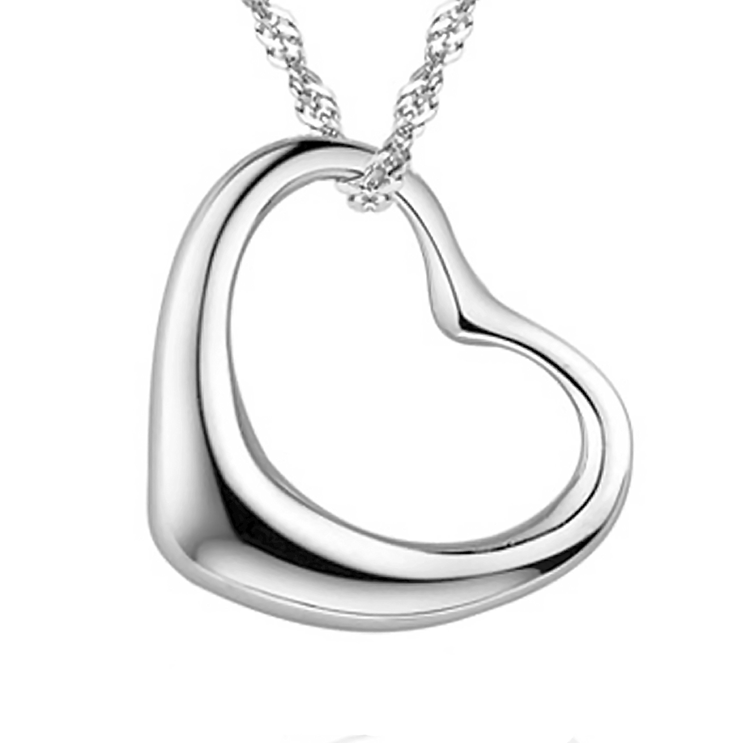 Pearl of Dream Perfect Love Open Heart [Large Size] Sterling Silver Pendant Necklace