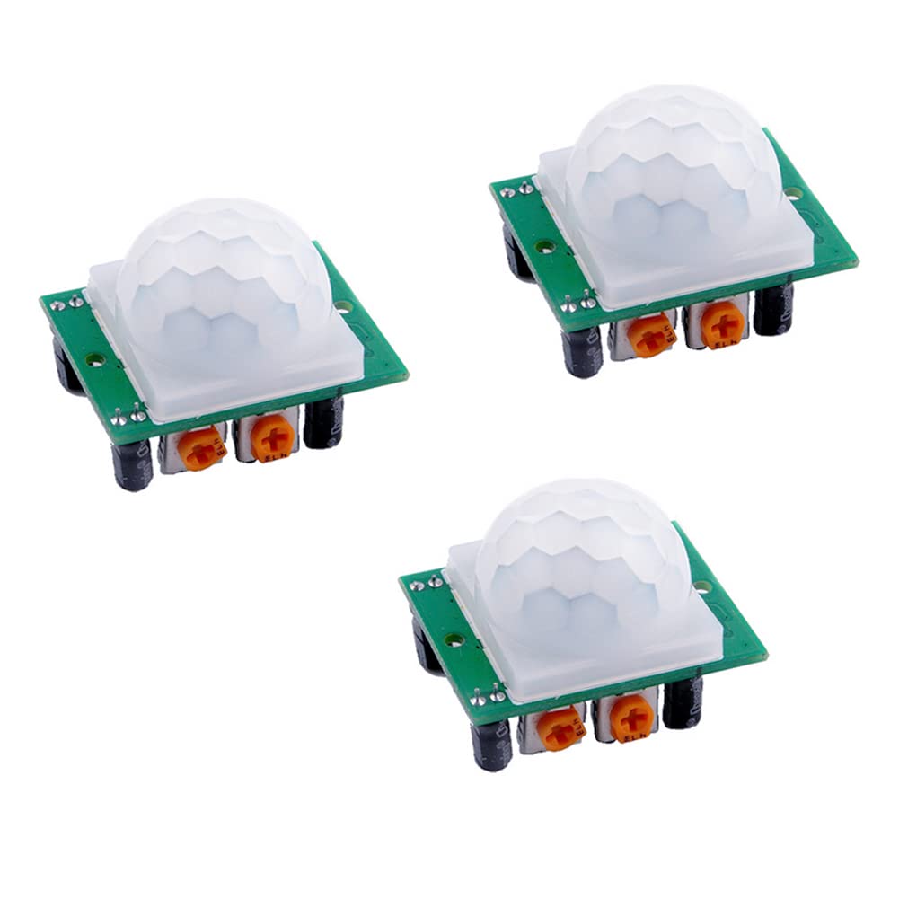 Stemedu 3PCS HC-SR501 PIR Human Body Motion Sensors, Infrared IR Motion-Activated Switch, Distance Detector Sensor Module for Indoor Stairs Corridor Night Light (Pack of 3pcs)