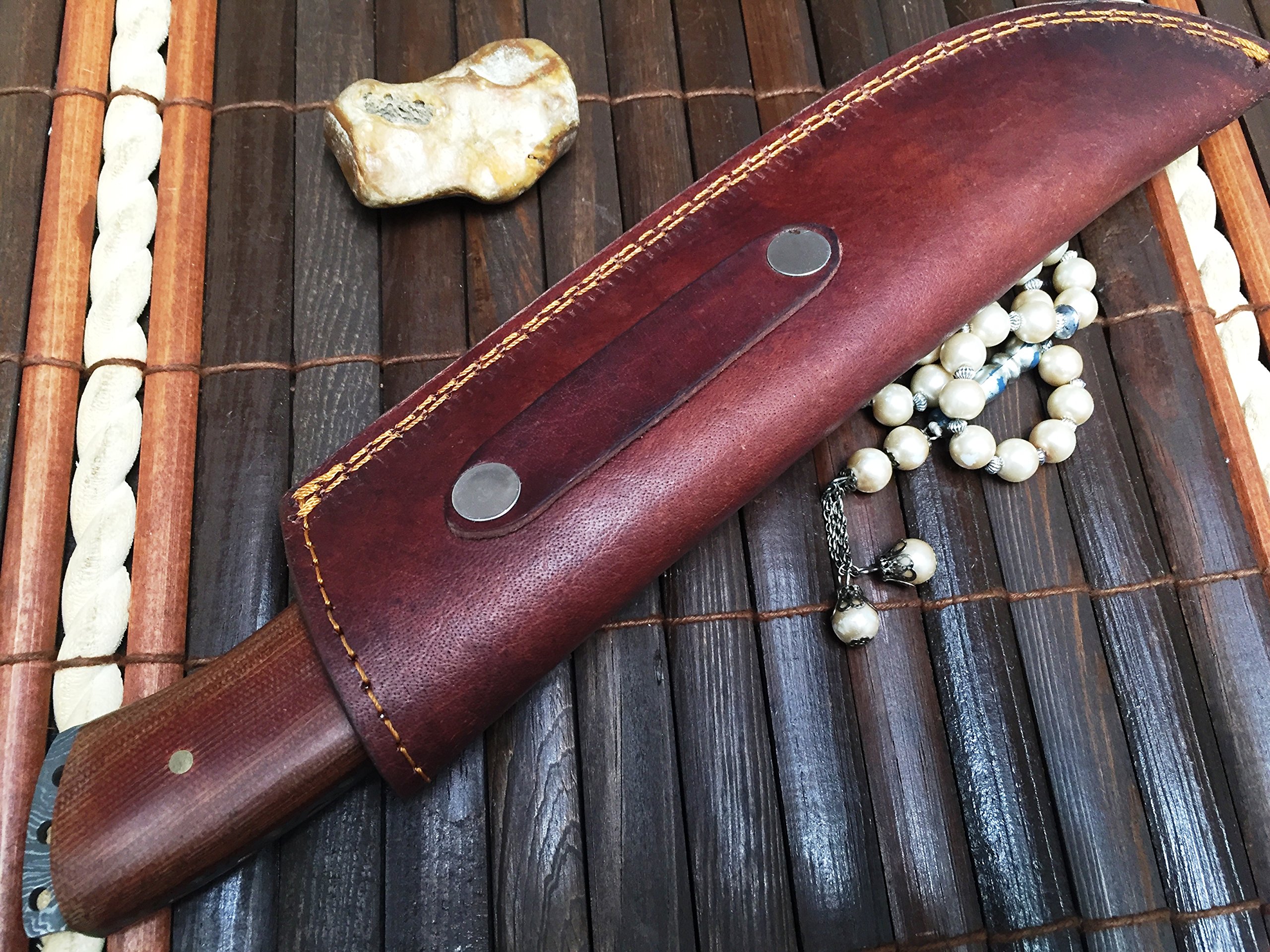 Perkin - Handmade Damascus Hunting Knife with Sheath