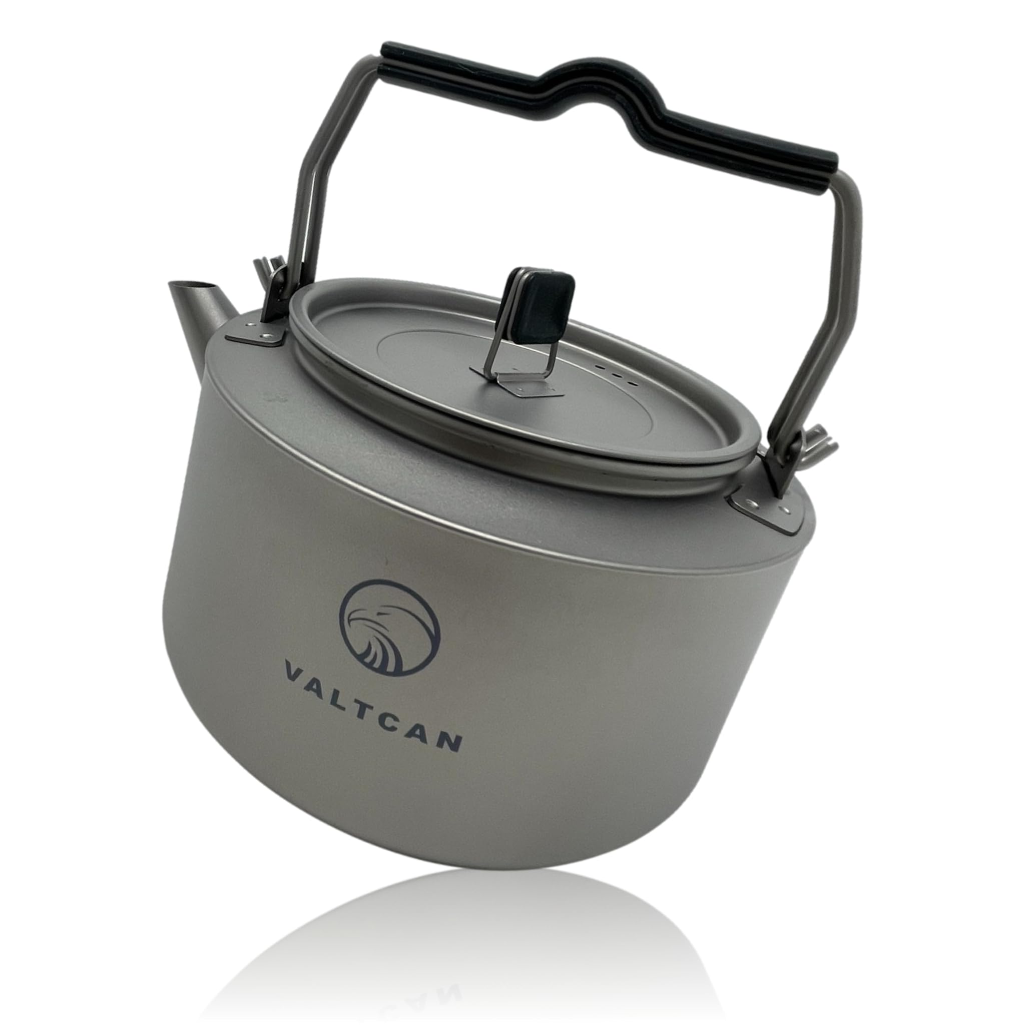 Valtcan 1000ml Titanium Kettle Pot Camping Water with Lid Handle Guards