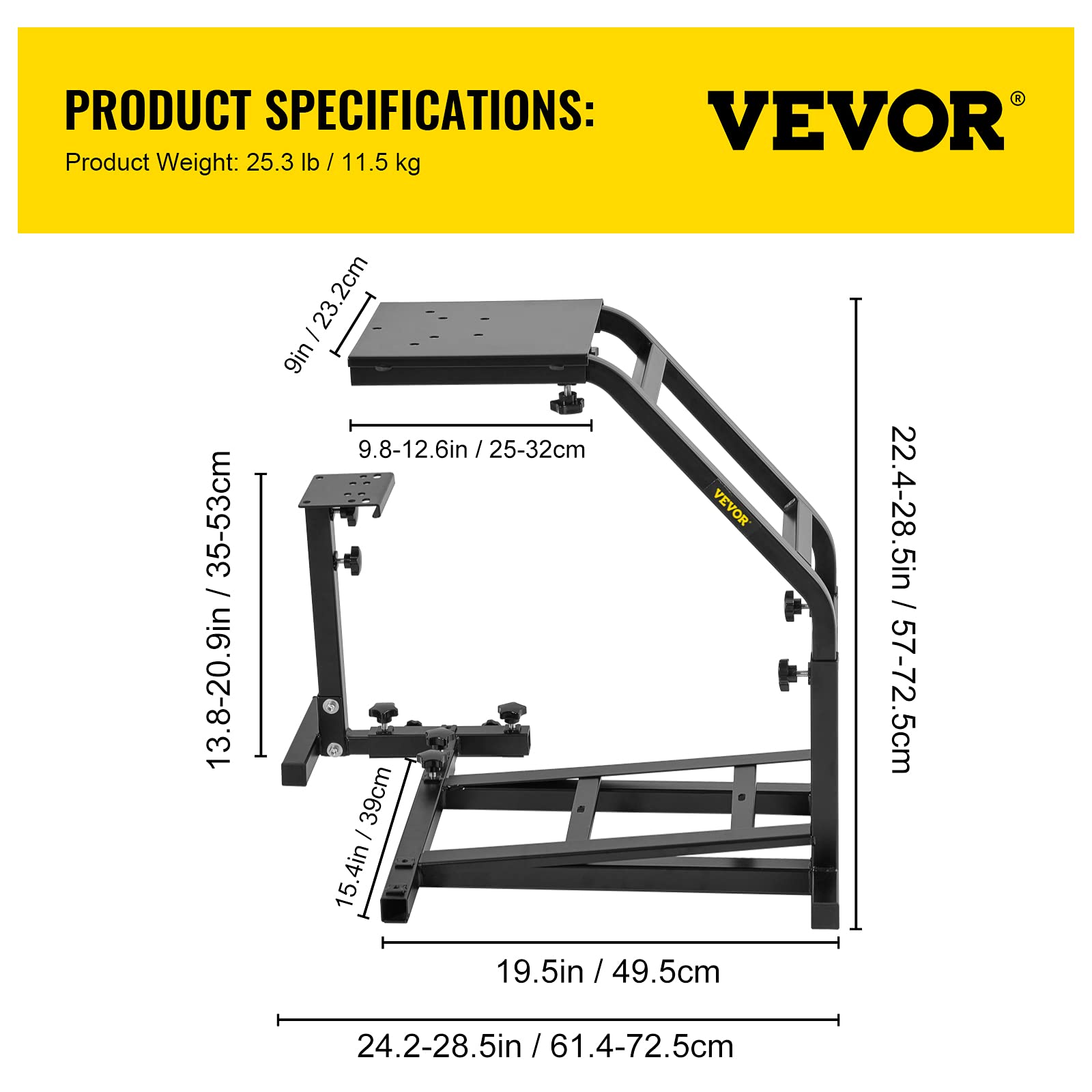 VEVOR G29, G27 and G25 Racing Simulator Steering Wheel Stand GT Racing Simulator Steering Wheel Stand,Wheel Support and Pedal not Included