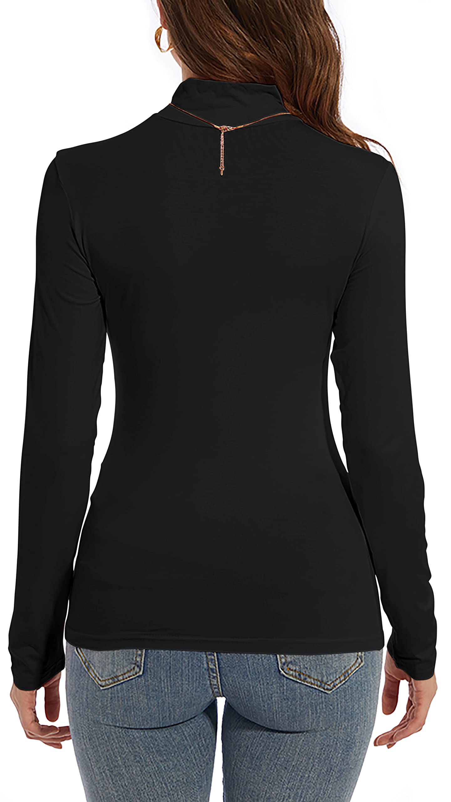 Zephyrine Black Turtleneck for Women Long Sleeve Tops Outfits Spring Clothes 2023 for Her(Black Small)