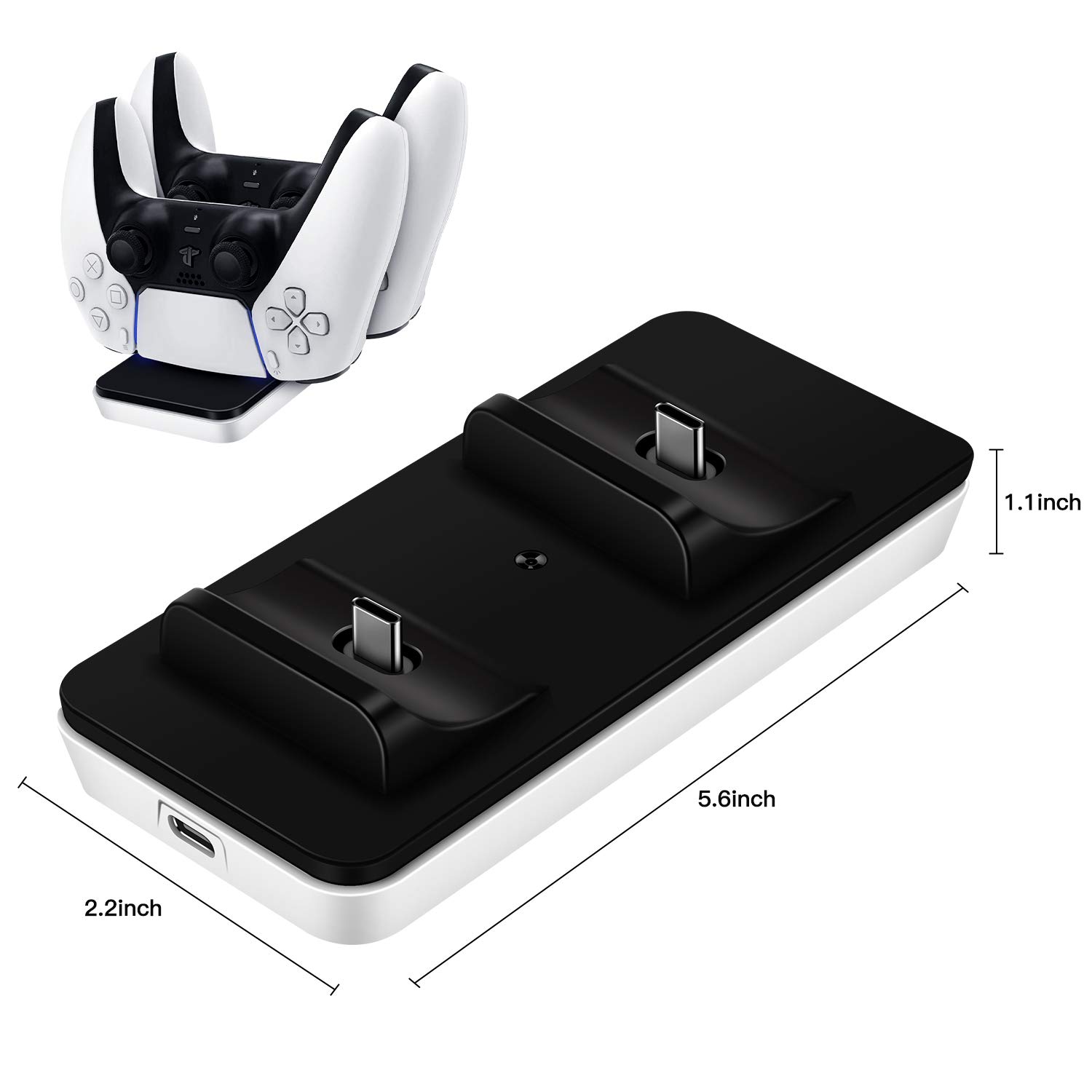 SUNKY Charging Dock for PS5 Controller, Wireless Charging Dock Station for Sony PS5 DualSense Controllers, Detachable Dual USB C Fast Charging Stand for Two DualSense Playstation 5 Controllers