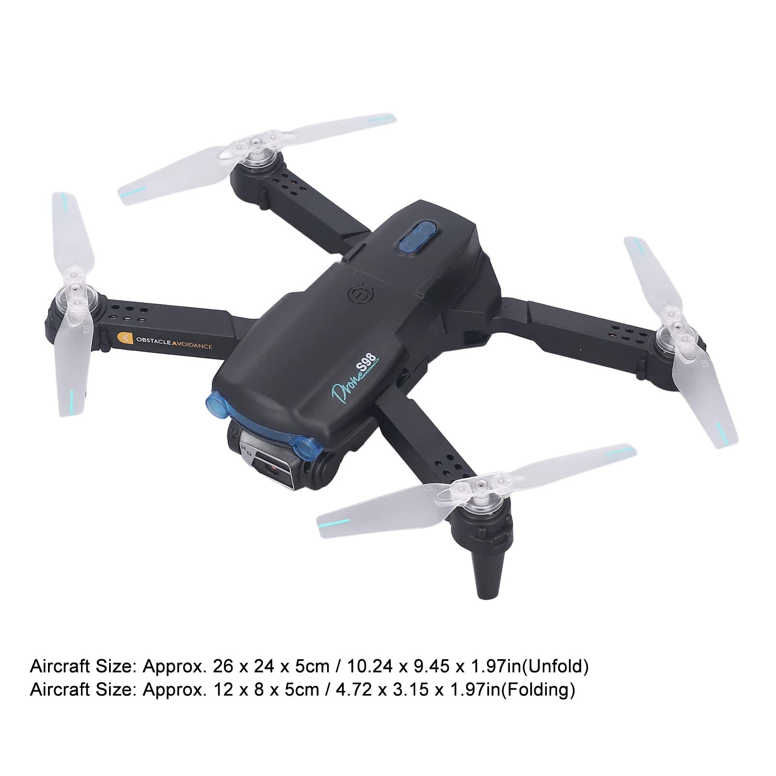 S98 RC Drone with HD Dual Camera, Folding Obstacle Avoidance RC UAV Quadcopter Helicopter for Kids Adults, 360 Degree, Altitude Hold, 72 LEDs Mode, for Photographing Video