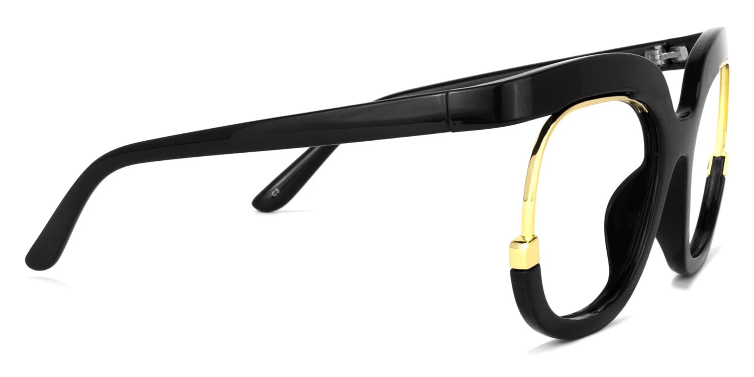 VOOGLAM Oversized Black Square Blue Light Blocking Glasses Clear Lens for Women Fredia OX739865-03