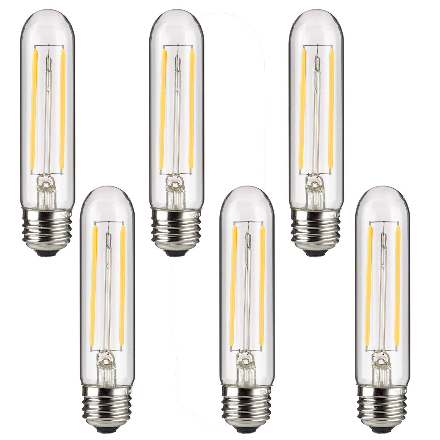 Sunlite 40232 LED Filament T10 Tubular Light Bulb, 2 Watts (25W Equivalent), 160 Lumens, E26 Base, Dimmable, 126mm, 6 Pack 2700K - Warm White