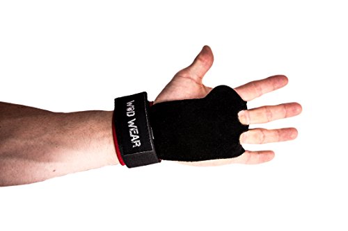 Pull-up Hand Grips with Wrist Wrap Protection for Cross-Training, Gymnastics, Fitness, Exercise, Skills and Drills, WODs, (Red, Medium Size)