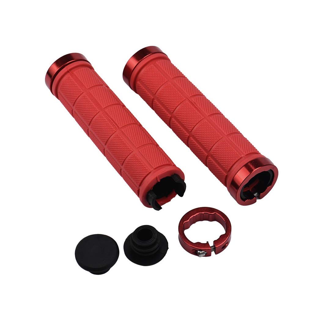 Zerlibeaful 1 Bike Lock-on Anti-Slip Pair Bar Handlebar Mountain MTB Cover Grips Bike Handle Bike Accessories Foldable E Bike (Red, One Size)