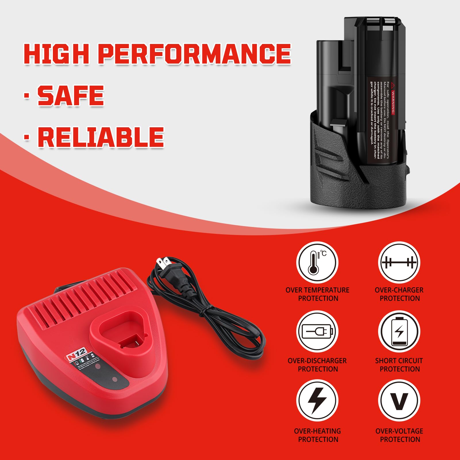 THISSENERGYSYSTEM 2 Pack Battery Replacement for Milwaukee M-12 3.5Ah Battery and Charger Combo Kit, Compatible with 48-11-2420 48-11-2425 48-11-2402 48-11-2440 48-11-2460 Cordless Power Tool