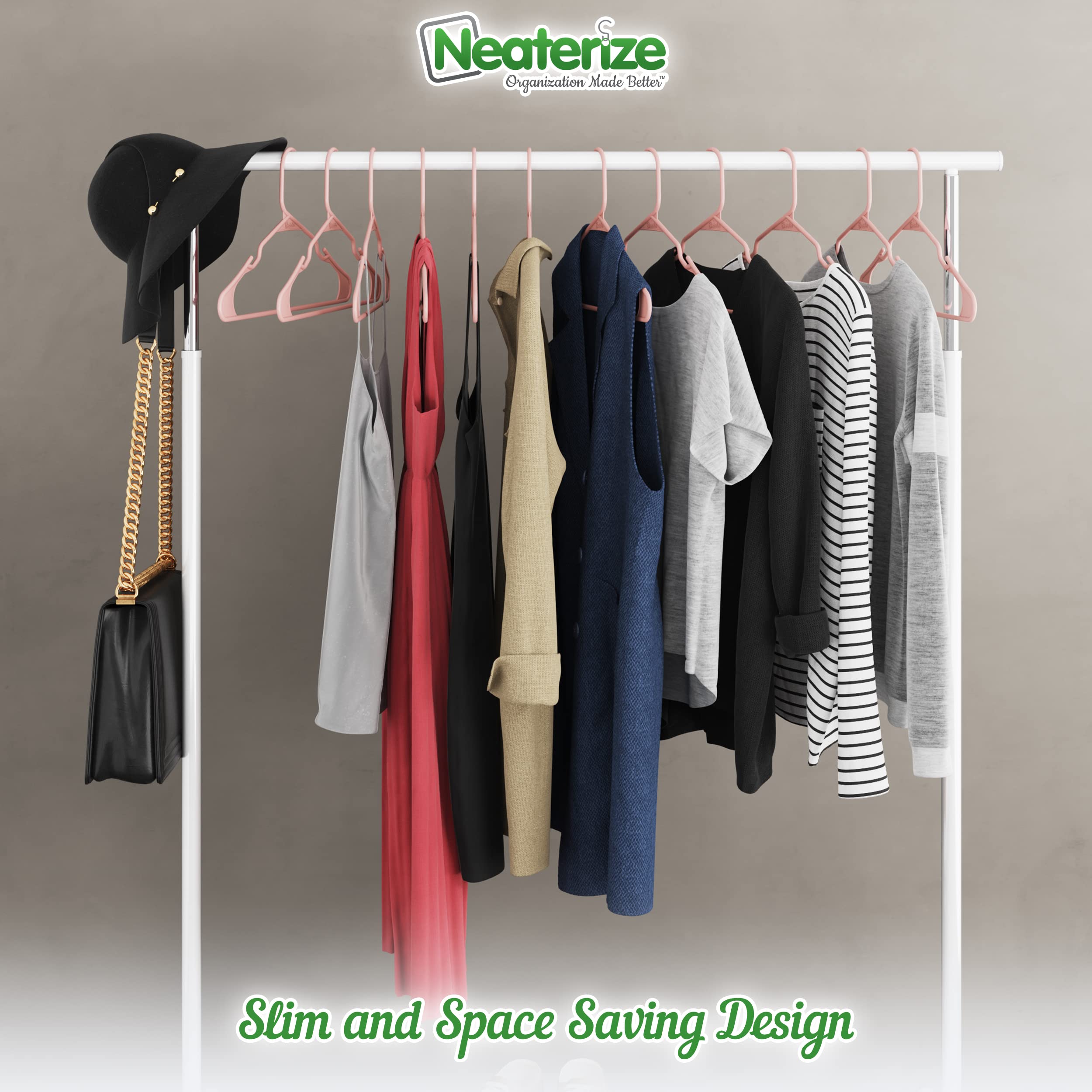 Plastic Clothes Hangers | Durable Coat and Clothes Hangers | Vibrant Color Hangers | Lightweight Space Saving Laundry Hangers | 20, 40, 60 Available (20 Pack - Shell Pink)