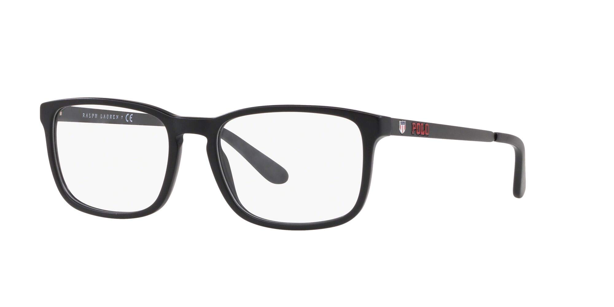Polo Ralph Lauren Men's PH2202 Rectangular Prescription Eyewear Frames, Matte Black/Demo Lens, 55 mm
