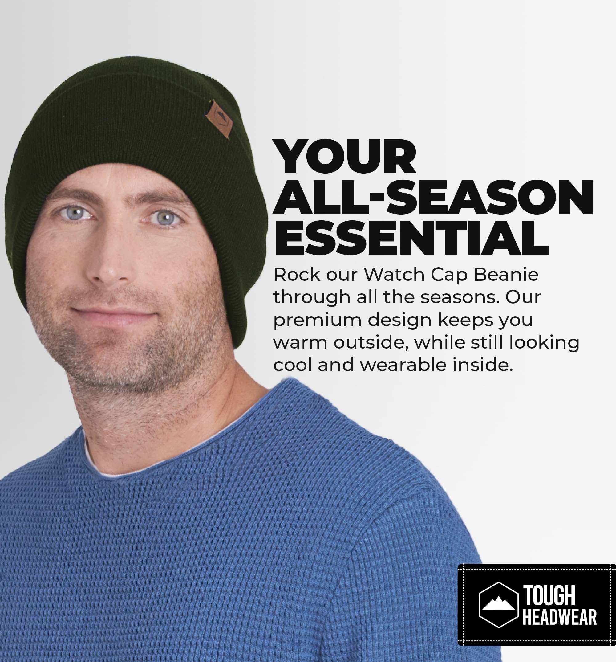 Tough Headwear Cuffed Beanie Hats for Men - Winter Beanies for Women - Toboggan Hat - Mens Winter Knit Hat - Stocking Cap