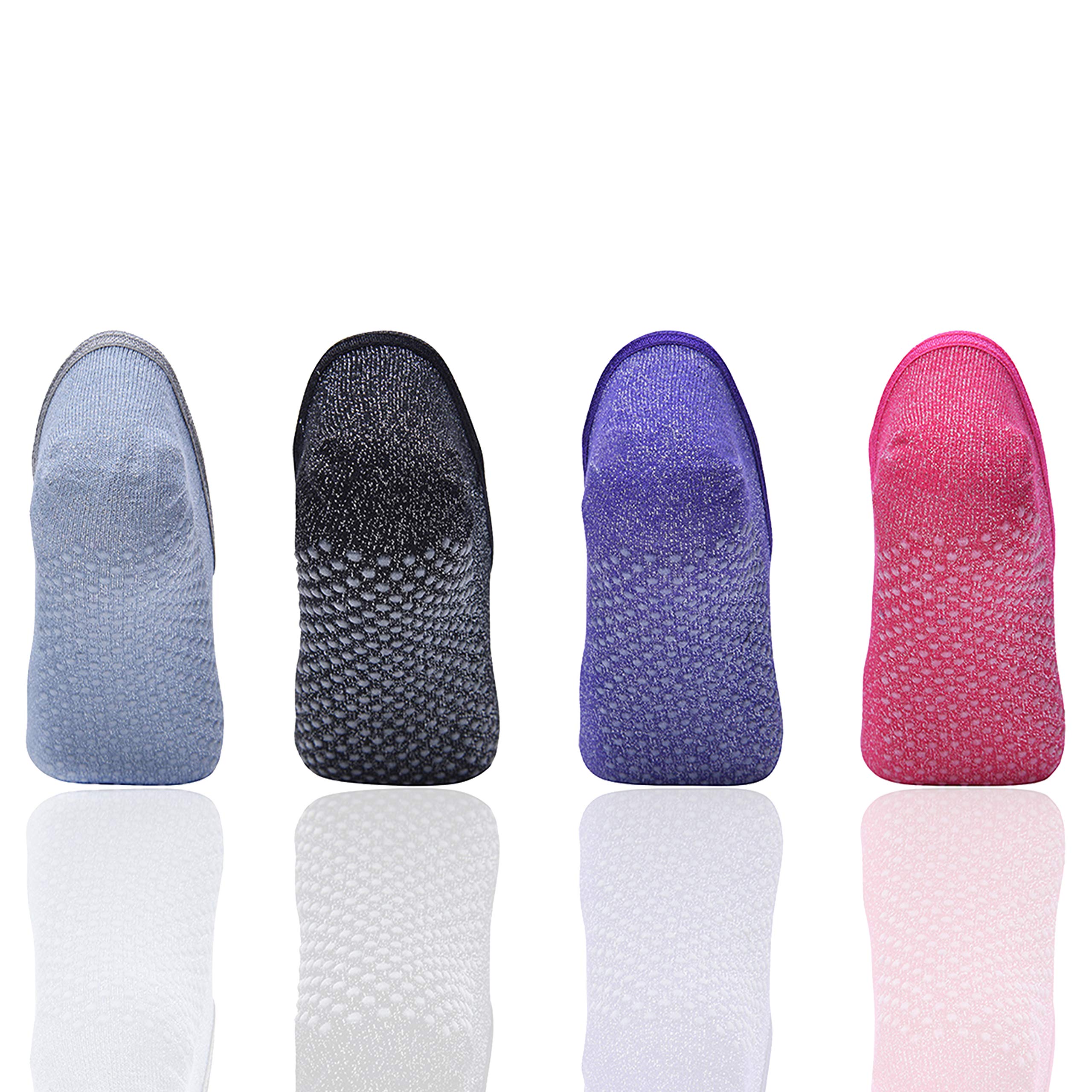 Non Slip Yoga Socks with Grips 4 Pack Straps Barre Pilates Ballet Dance Anti-Skid Socks for Women