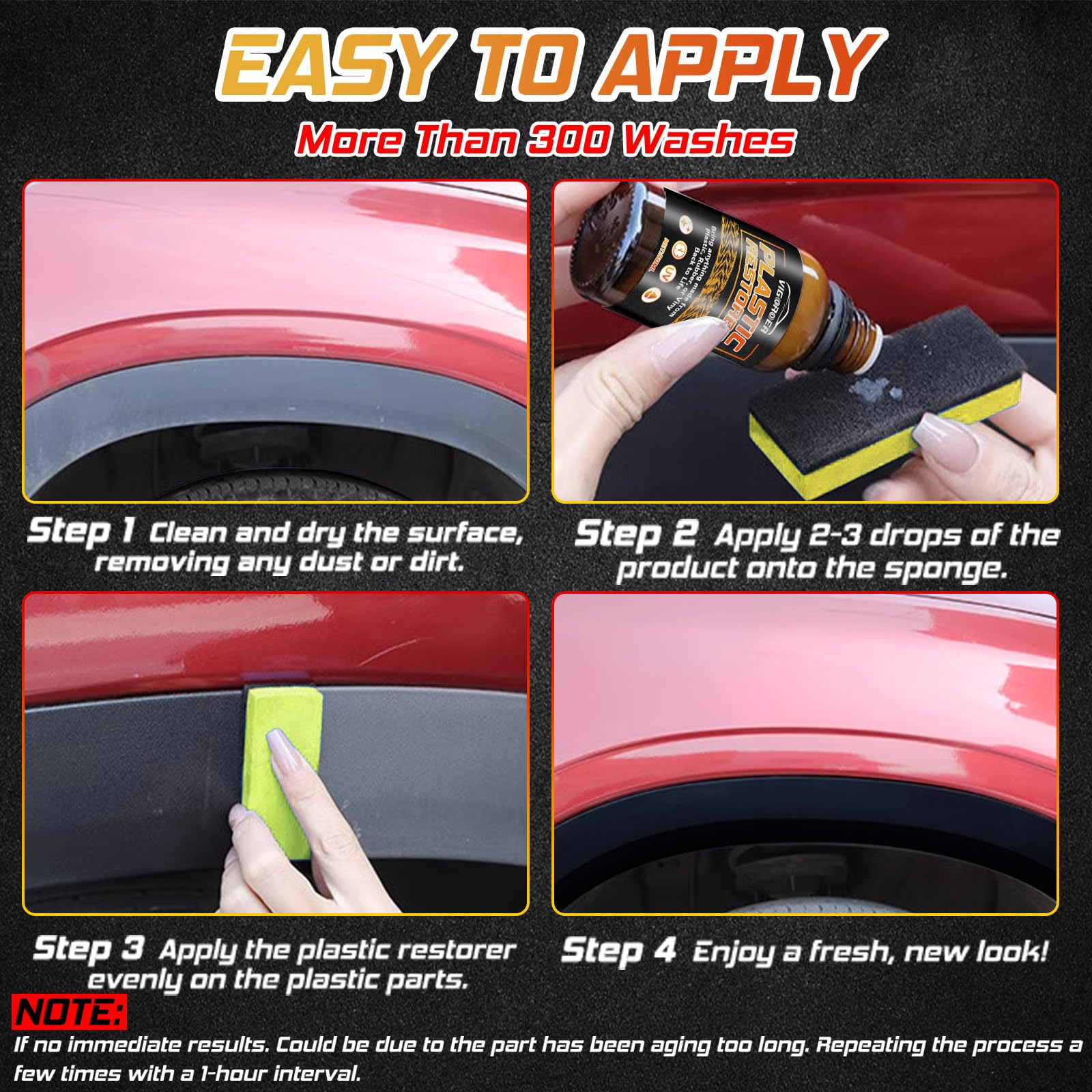 Plastic Restorer for Cars, Lasting Auto Restoring Liquid, Qucik Hydrophobic Ceramic Trim Coating Kit, Exterior and Interior Plastic Revitalizing Coating Agent, Resists Water, UV Rays, Dirt (50ml)