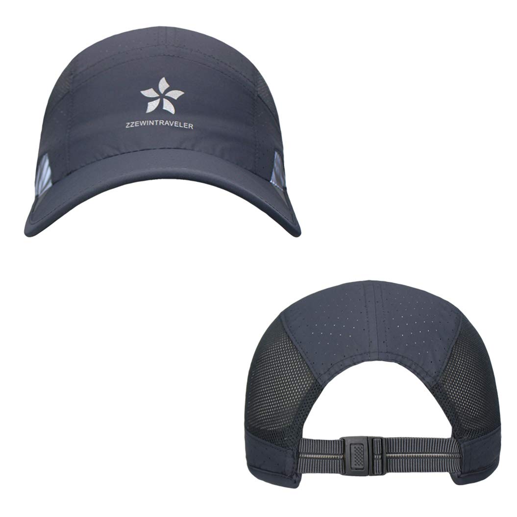 Reflective Running Cap Quick Drying Sports Hats Lightweight Breathable Unstructured Soft Baseball Cap Unisex (Dark Grey, Classic)