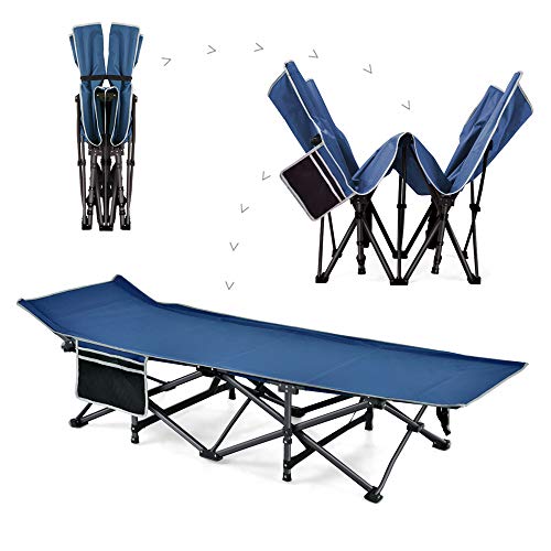SNNERTY Folding Bed, Blue Camping Bed, Crib, Suitable for Camping Hiking Garden Beach Vacation and Family Rest