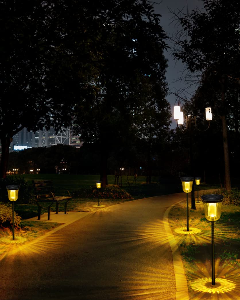 WTGEGF Solar Pathway Lights Outdoor 4-Pack - 100Lumens Landscape Path Lights - Warm/White Switch High Lumen Solar Driveway Lights,Long Lasting LED Solar Walkway Back Yard Lights for Garden Lawn Patio