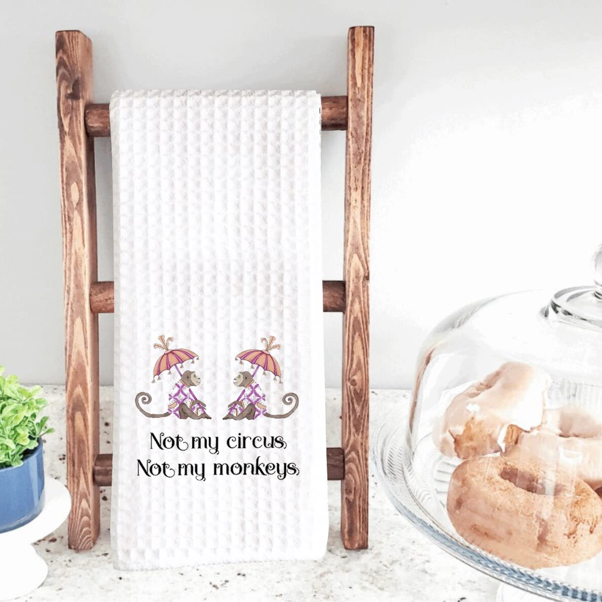 TSOTMO Funny Saying Kitchen Decor Not My Circus Not My Monkeys Kitchen Towel Dish Towel (Not My Monkeys Towel)
