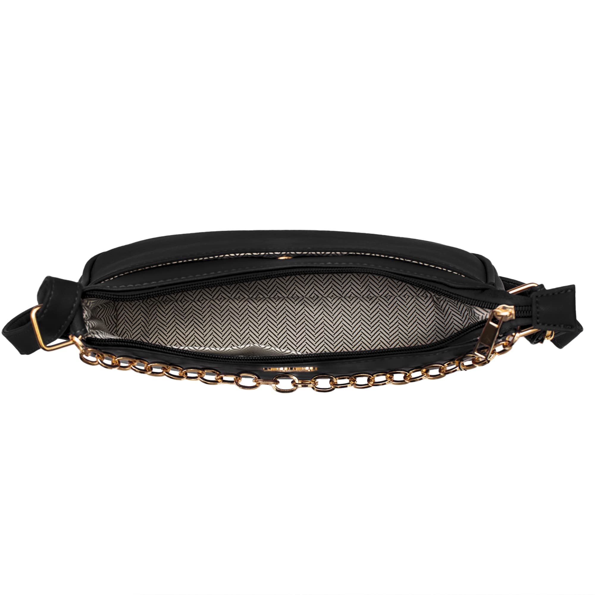 XOXO Women's Handbag Large Black Crossbody With Chain
