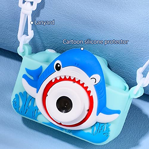 TSYFM Kids Camera for Boys, Dual Lens Kids Selfie Camera, 20MP Digital Video Camera with 2 Inch Screen 32GB Card Shark Silicone Protector, Birthday Gifts for Boys