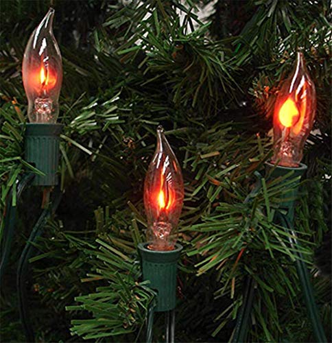 SUNSGNE Flicker Flame Light Bulb, Clear Flame Tip Candelabra Replacement Bulbs with a Flickering Orange Glow, 1 Watt/120 Volts/ E12 Flame Candelabra Base Bulbs, 12 Pack