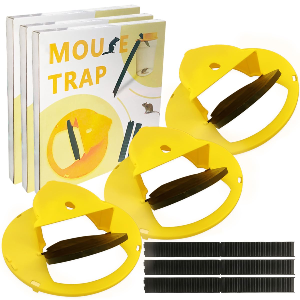 Tricess Mouse Trap Bucket (3-Pack), Rat Traps Indoor for Home, Humane Bucket Lid Mouse Traps for 5 Gallon Bucket, Auto Reset Multi Catch and Releases 2023 Version