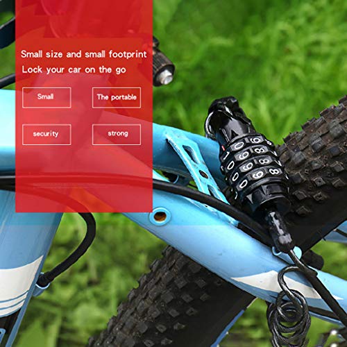 Zerlibeaful Cable Bicycle Lock Digit Bike Combination Security 4 for Resettable Lock Bike Accessories 24” Mountain Bike (Black, One Size)