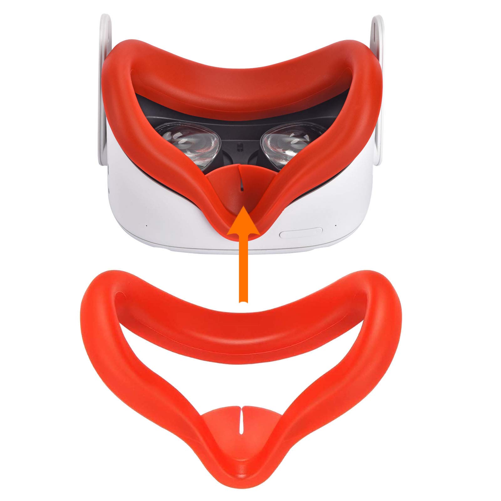 VR Face Cover and Touch Controller Grip Wrist Straps for Oculus Quest 2, Sweatproof Silicone Face Cushion & Adjustable Wrist Knuckle for Oculus Quest 2 VR Headset (Red)