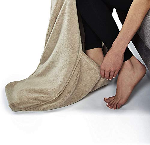 Sunbeam Electric Heated Velvet Plush Deluxe Throw XL Dual Pocket Blanket Mushroom Washable Auto Shut Off 3 Heat Settings