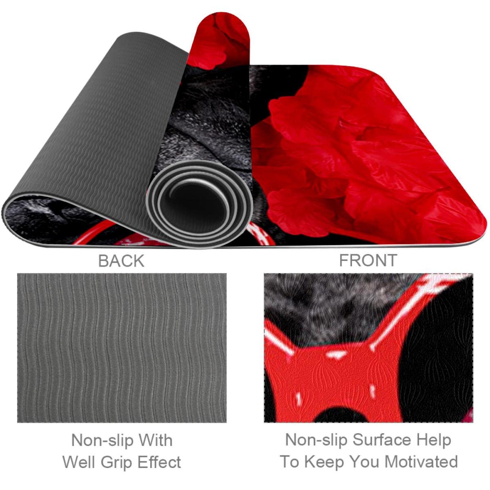 Yoga Mat, Yoga Mats for Home Workout, Workout Mat, Exercise Mats, Pilates Mat, Valentine Dog