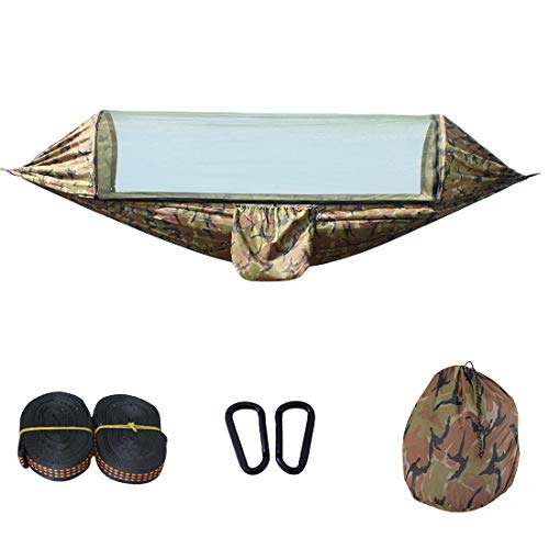 SanMiLa-Rollover Camping Hammock Double & Single Portable Hammocks with Mosquito/Bug Net for Outdoor Travel (Camouflage)