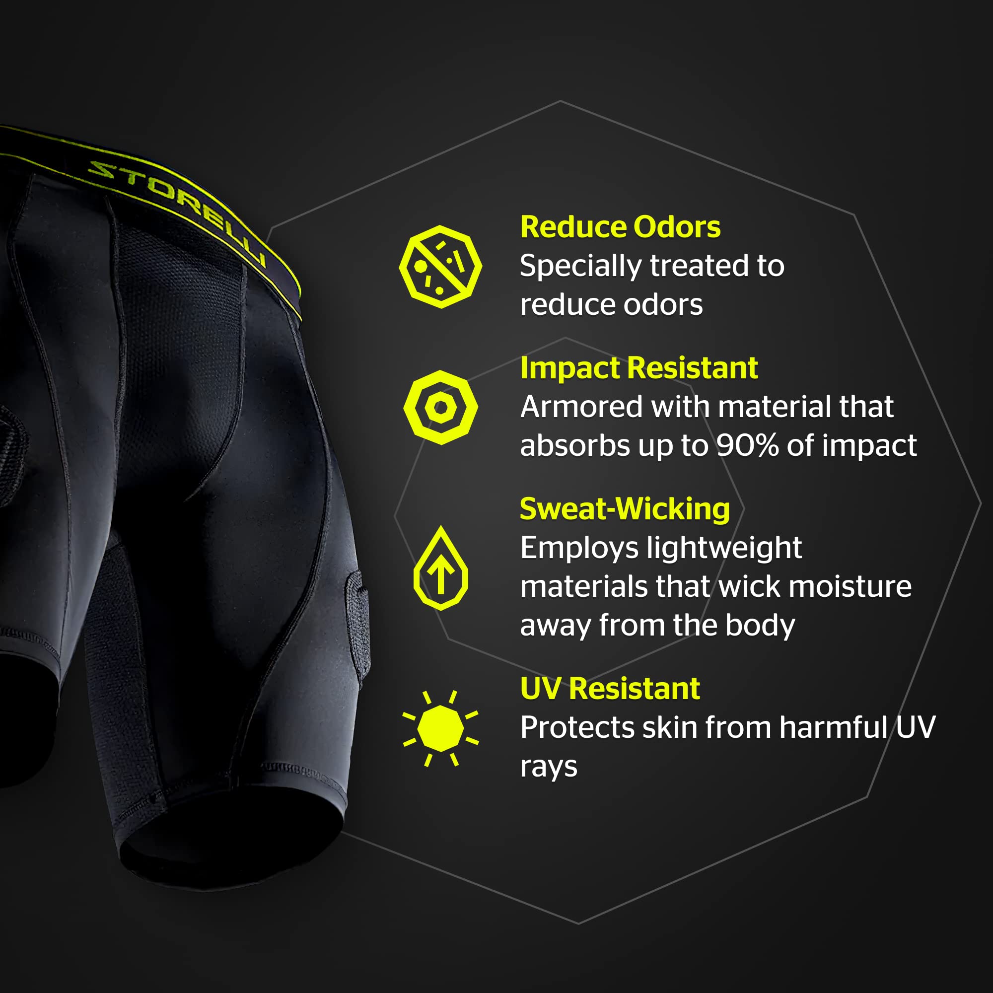 Storelli BodyShield Unisex Goalkeeper Sliders 2.0, High-Impact Protection, Sweat-Wicking, UV-Resistant Athletic Undershorts for Soccer & Heavy-Duty Sports | Black | Medium