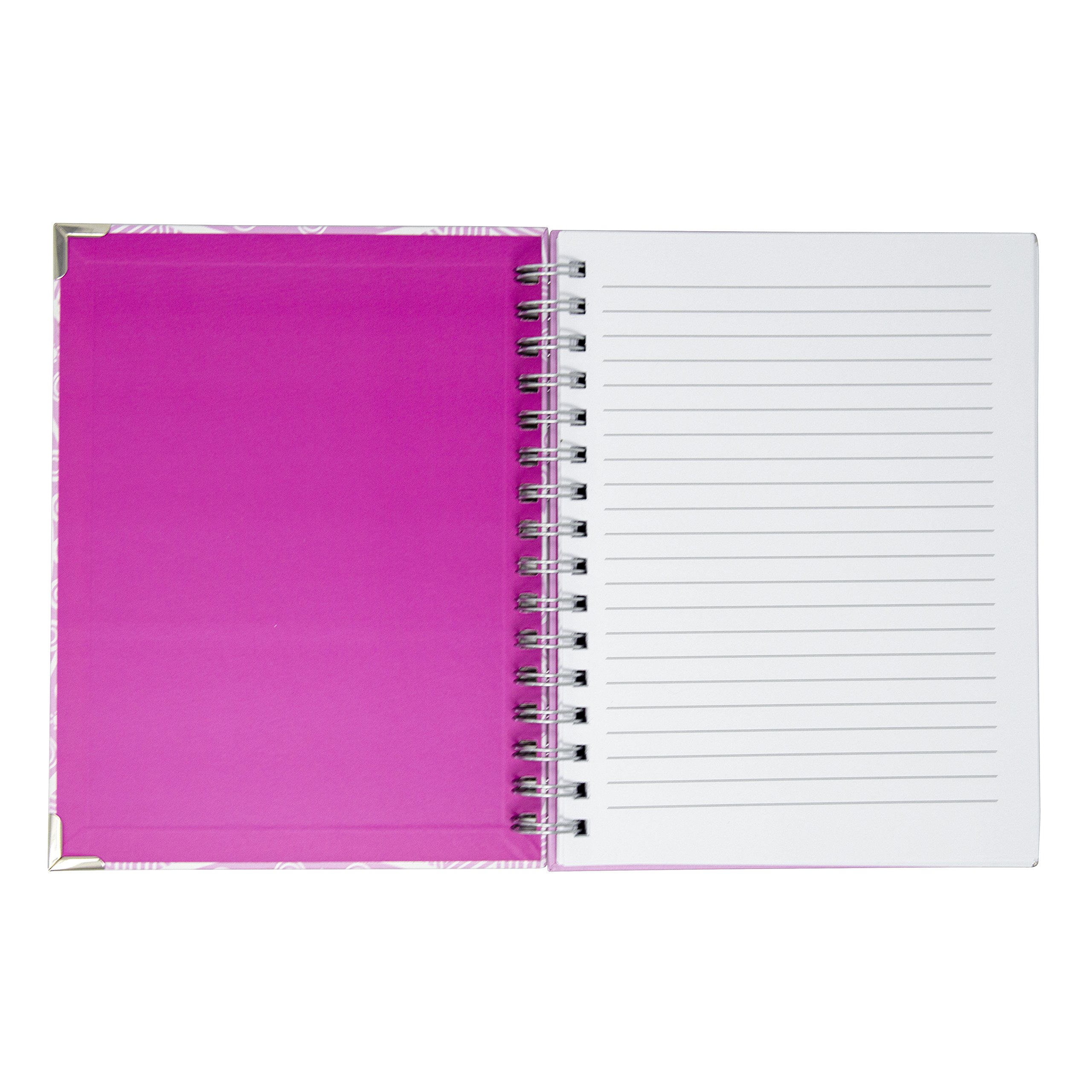Spiral Bound Hardcover Writing Journal Notebook, Pink Mandala Diary, Lined and Blank Pages, 100 gsm, 6.5 x 8.5 inches