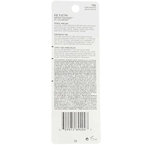 Revlon Brow Fantasy Pencil & Gel, Dark Brown [106], 1 ea (Pack of 4)
