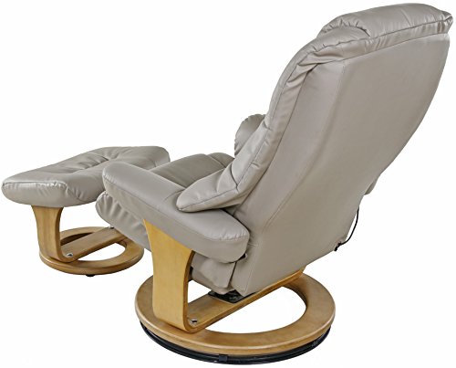 Relaxzen 60-079008 8 Motor Massage Recliner with Heat and Ottoman, Beige and Wood Base