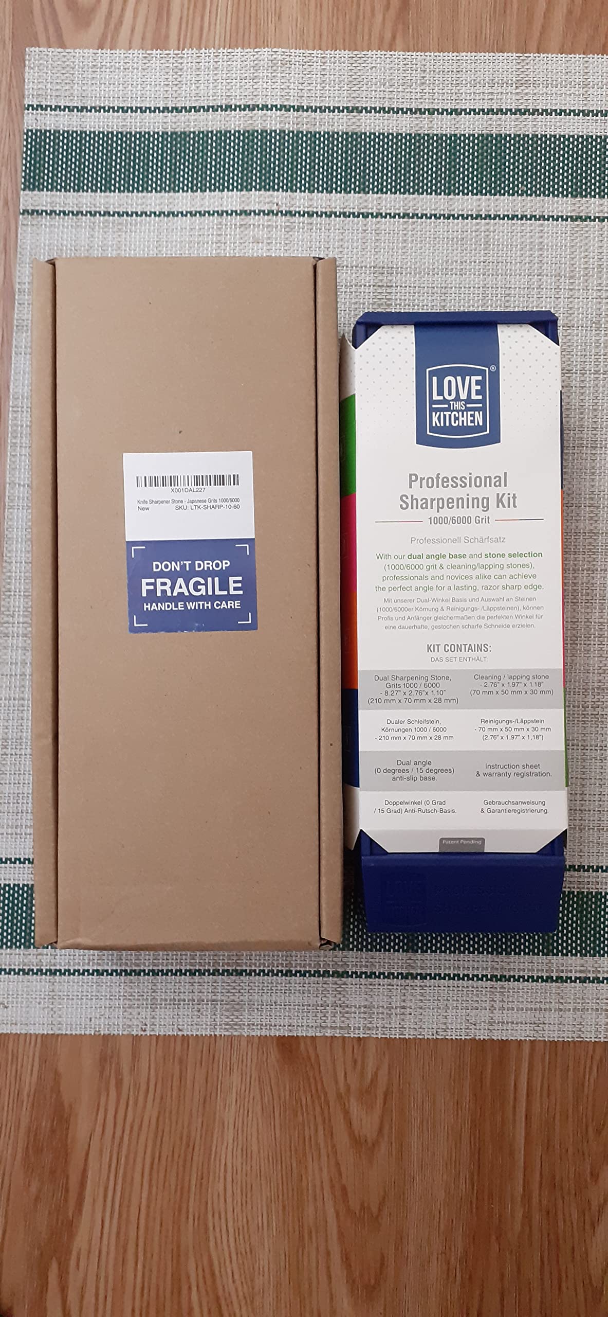Premium Dual Whetstone Knife Sharpener - Grits 1000/6000 - Larger 8.25" x 2.75" Premium Sharpening Stones for Kitchen Knives - Waterstone Kit with Non-Slip Case, Dual Angle Base & Lapping Stone