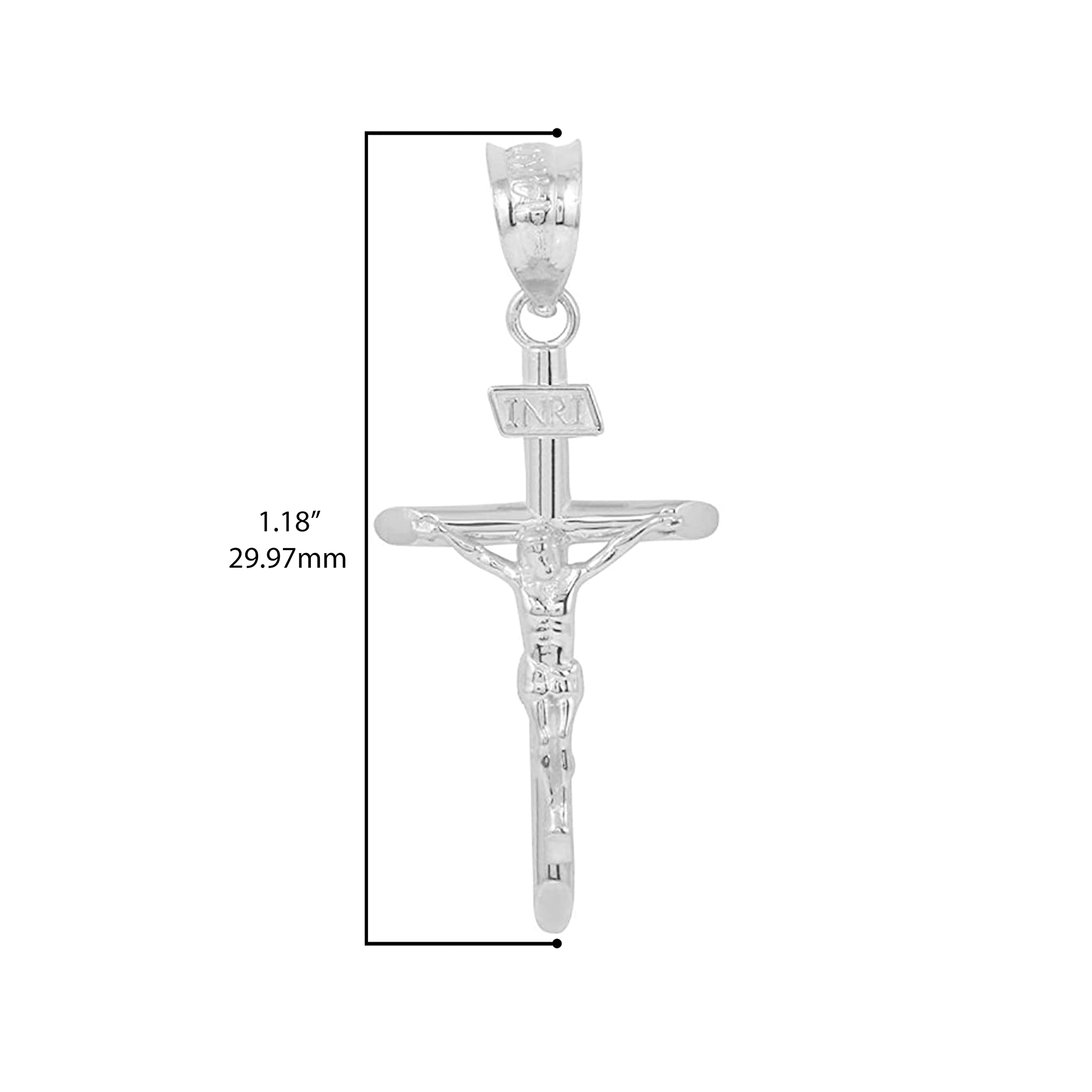Religious Jewelry by FDJ .925 Sterling Silver 1.18" INRI Crucifix Cross Pendant