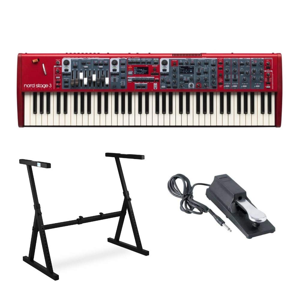 Nord Stage 3 Compact 73 Key Semi-Weighted Keyboard with Physical Drawbars Bundle with Z-Style Electronic Keyboard Stand and Sustain Pedal (3 Items)