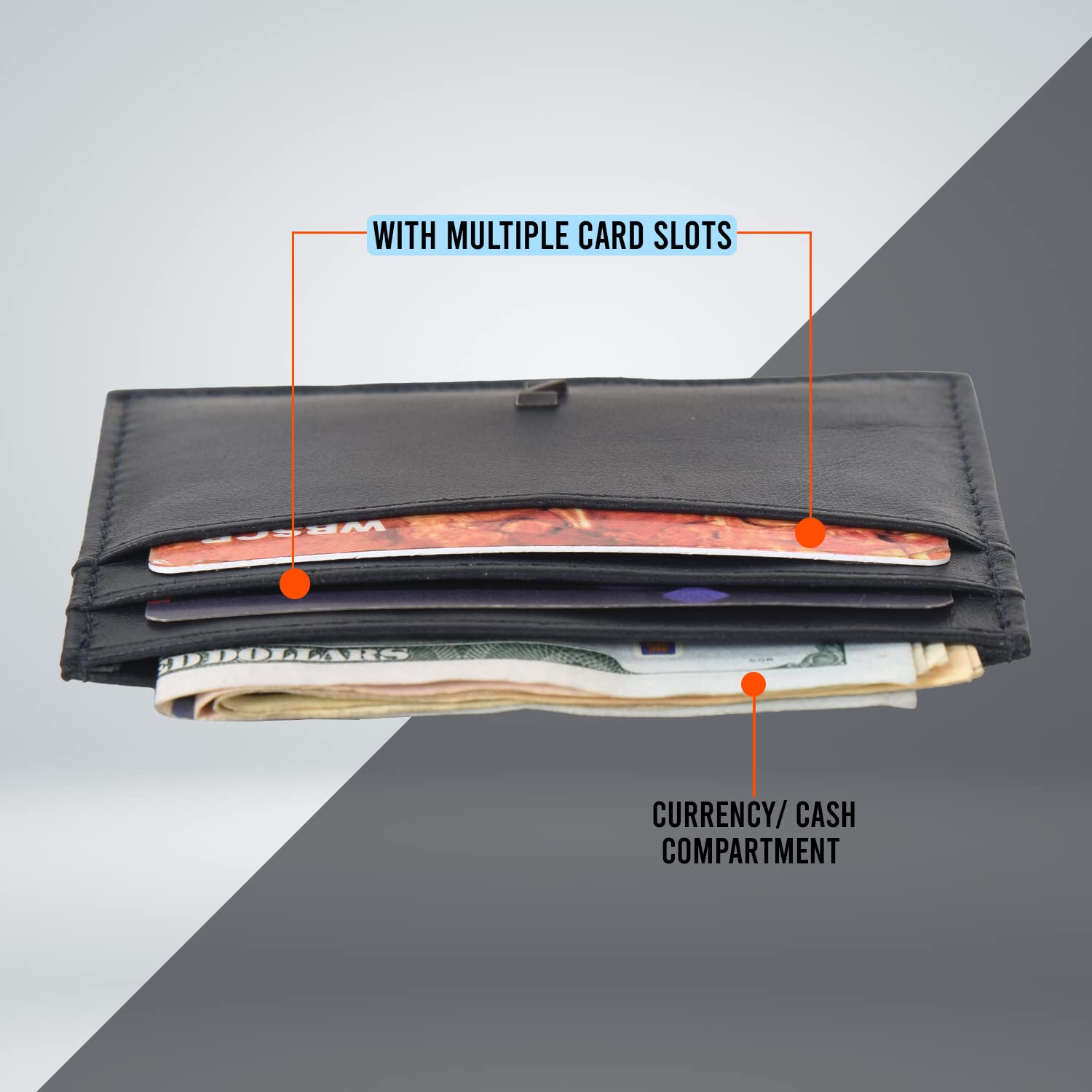 Zinda Genuine Leathers Card Holder Slim Wallet RFID Protection Unisex (Nero)