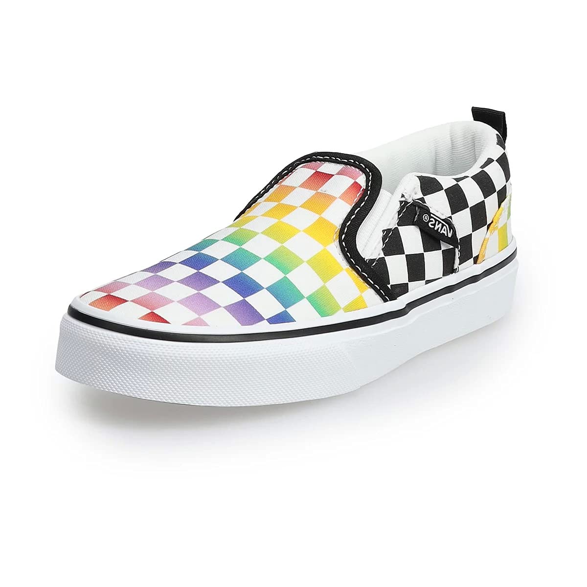 Vans Unisex-Child Classic Slip-on (Little Big Kid) (Rainbow Check (Blk/Wht), Numeric_6)