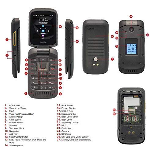 Sonim XP3 XP3800 Flip Phone 8GB ROM/1G RAM Black Sprint Unlocked( Renewed)
